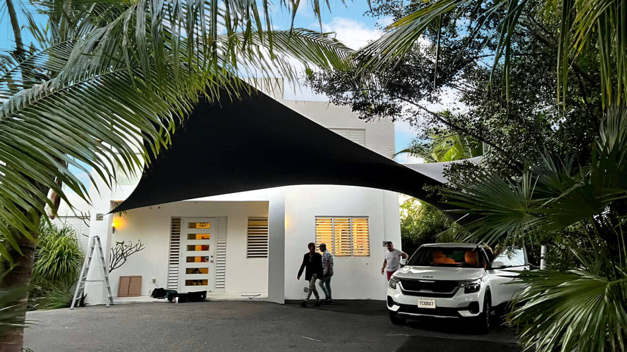 Beautiful custom carport solution installed in Turks and Caicos Islands ...