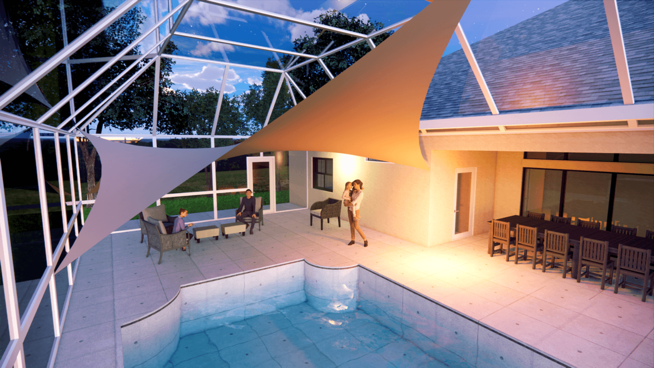 Shade and shelter with a textile swimming pool cover in your garden ...